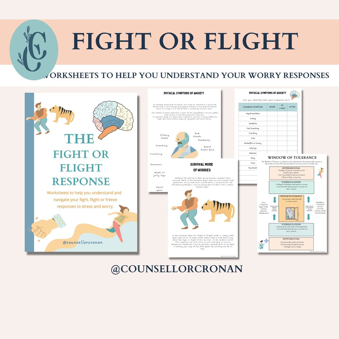 The Fight or Flight Response Workbook Therapy Worksheets - Etsy