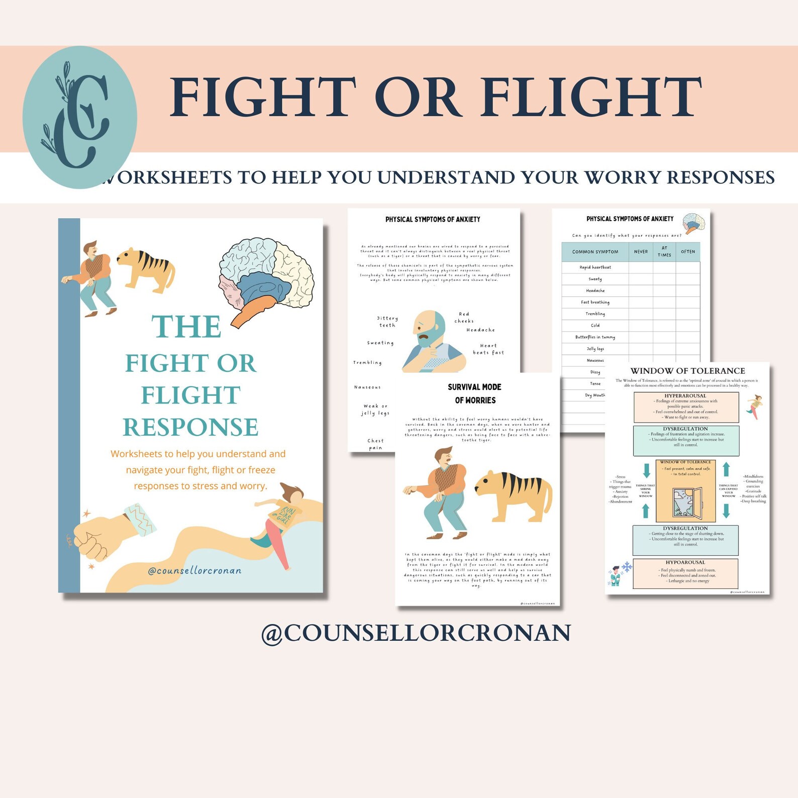 The Fight or Flight Response Workbook Therapy Worksheets - Etsy