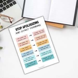 Stop Apologizing and Start Thanking Poster, Therapy Office Decor ...