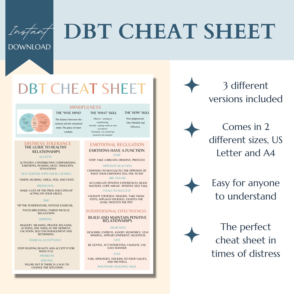DBT Cheat Sheet DBT Worksheet DBT Bundle Skills Dbt Cards - Etsy Australia