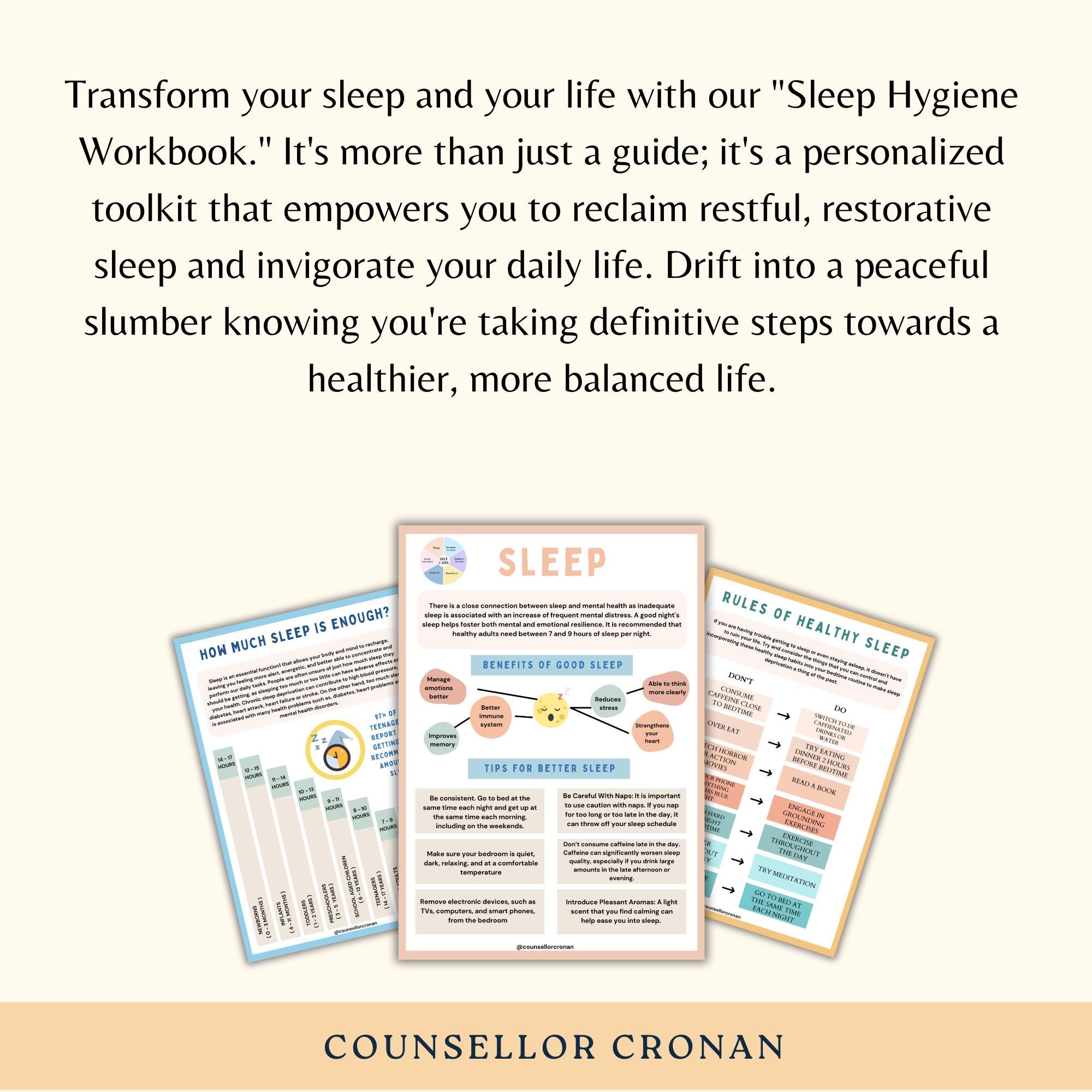 Sleep Hygiene Workbook. Self-care Tips. Therapy Worksheets,sleep ...