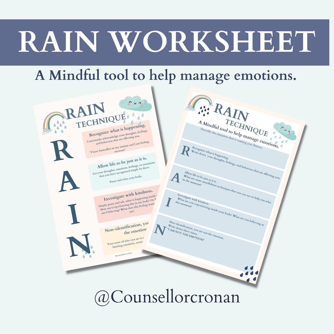 Rain Mindfulness Worksheet, Therapy Worksheet, Therapy Office Decor ...