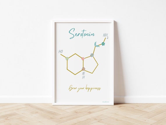 Serotonin Print Serotonin Poster Happy Chemicals Therapy | Etsy
