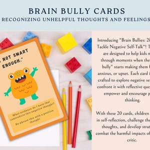 20 Brain Bully Cards to Help With Negative Thinking for Kids. Emotional ...