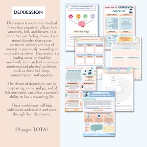 Depression Digital Download Worksheets, Group Therapy Tools ...