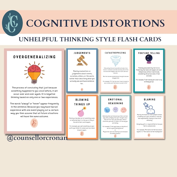 Cognitive Distortion Cards Coping Skills Social Psychology - Etsy Australia