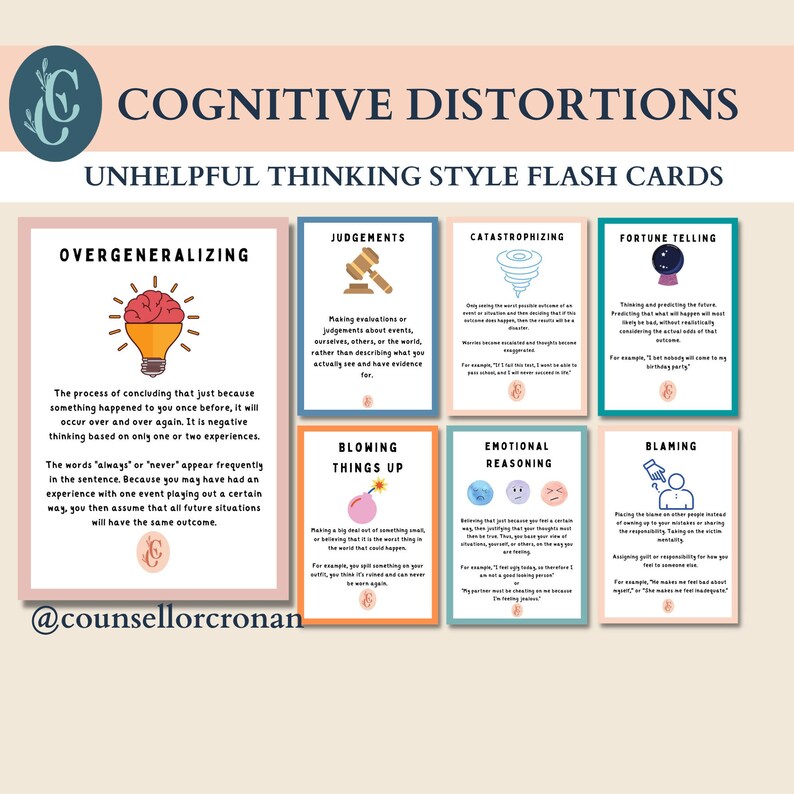 Cognitive Distortion Cards Coping Skills Social Psychology - Etsy Australia