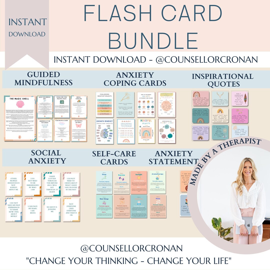 Anxiety Coping Flash Card Bundle Dbt Cards Social Anxiety - Etsy