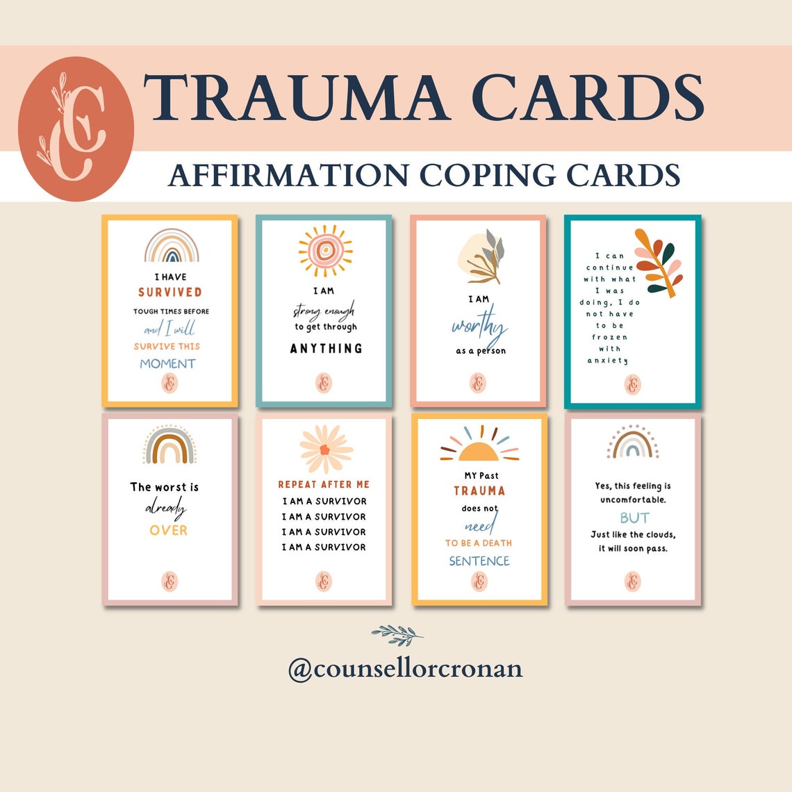 Trauma Affirmation Coping Statement Cards Suffering Healing - Etsy ...