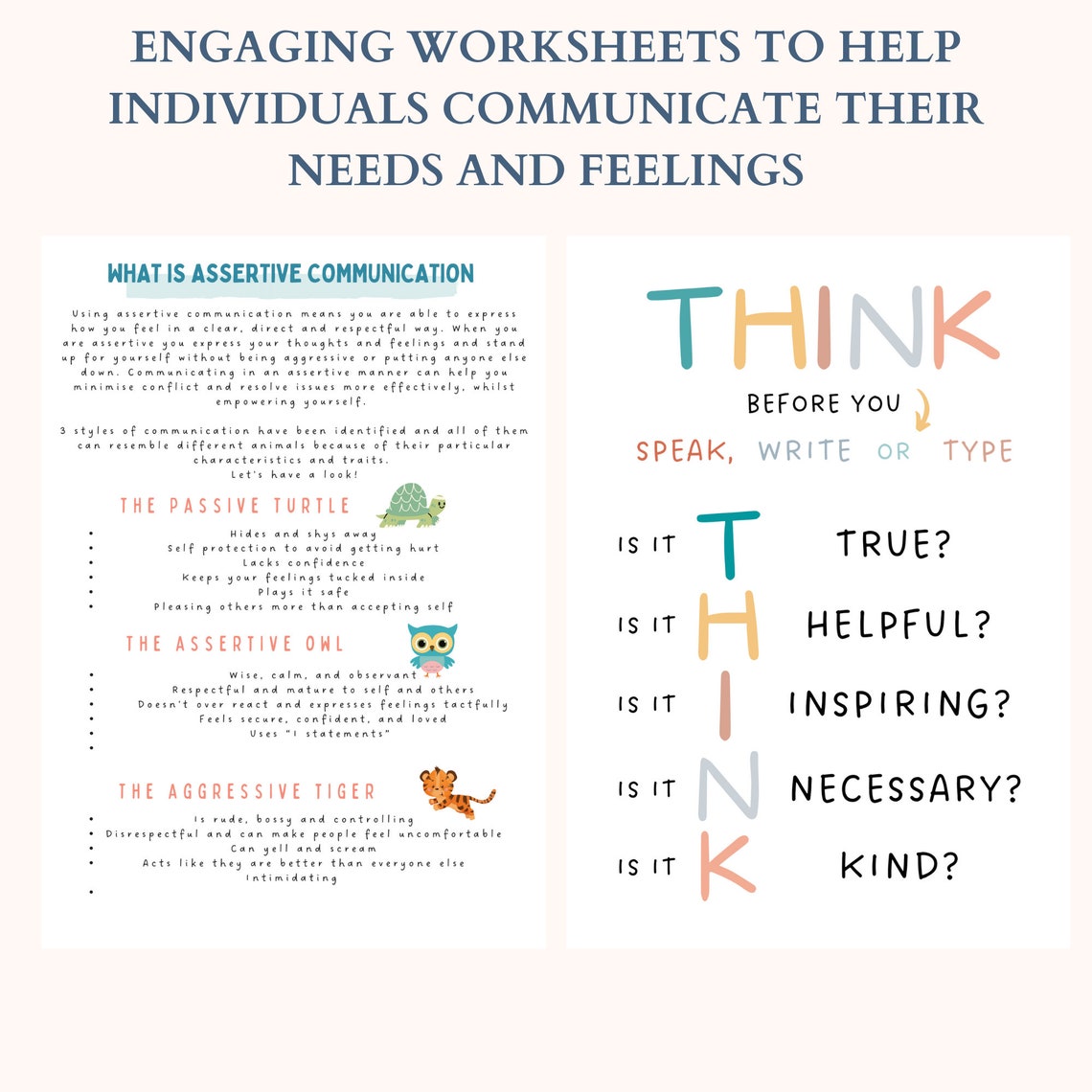 Assertive Communication Worksheets Social Skills | Etsy Australia