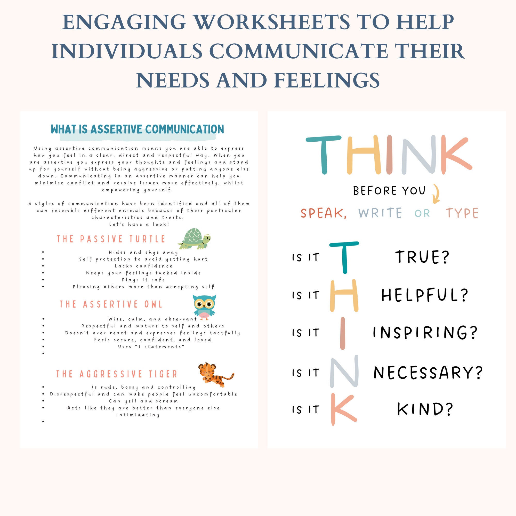 Assertive Communication Worksheets Social Skills | Etsy Australia