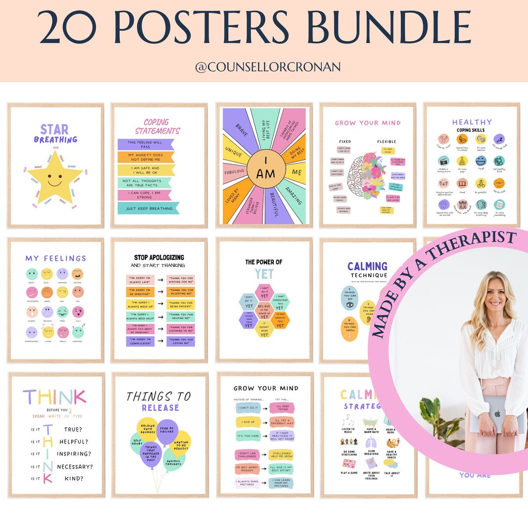 20 Mental Health Posters Counselling Office Decor Prints School Social ...