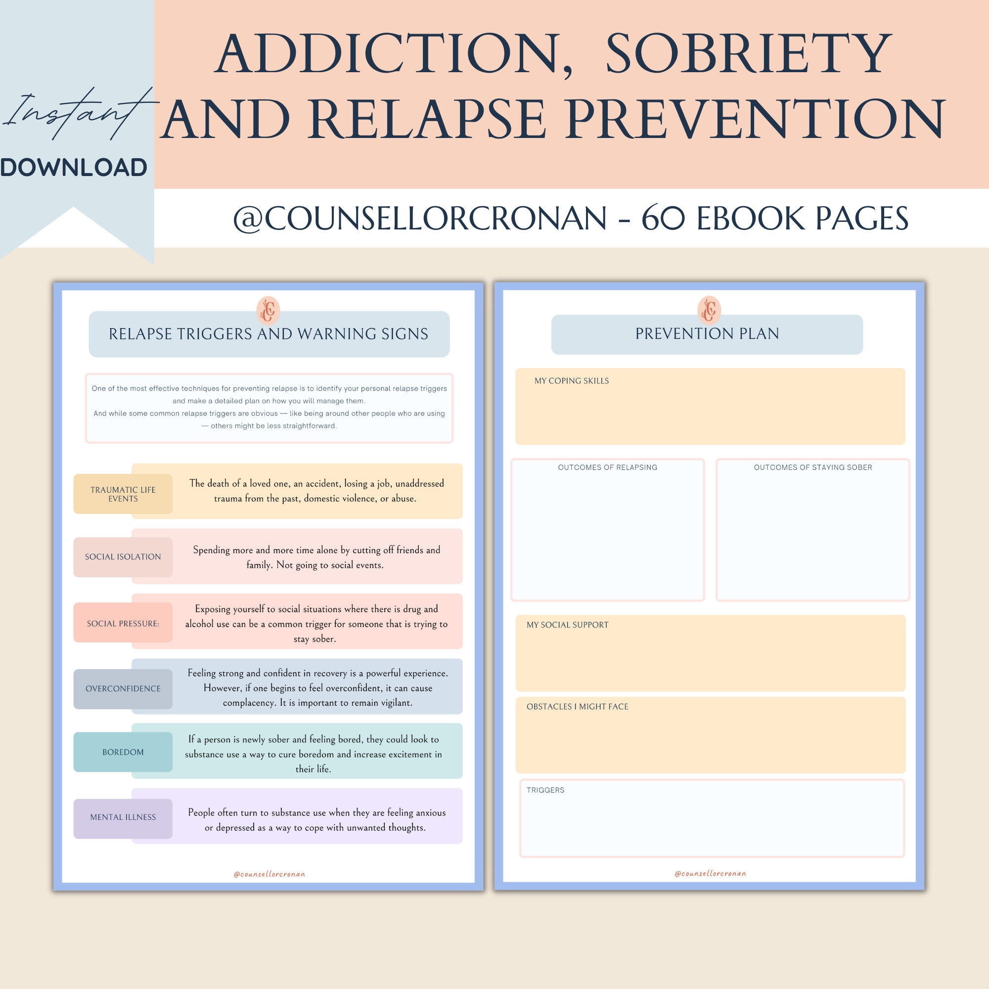 Sobriety Worksheets Therapy Workbook Recovery AA - Etsy Canada