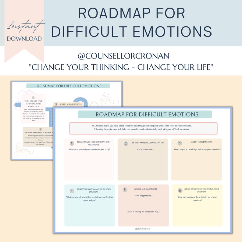Roadmap for Managing Emotions Worksheet Therapy Tools - Etsy Australia