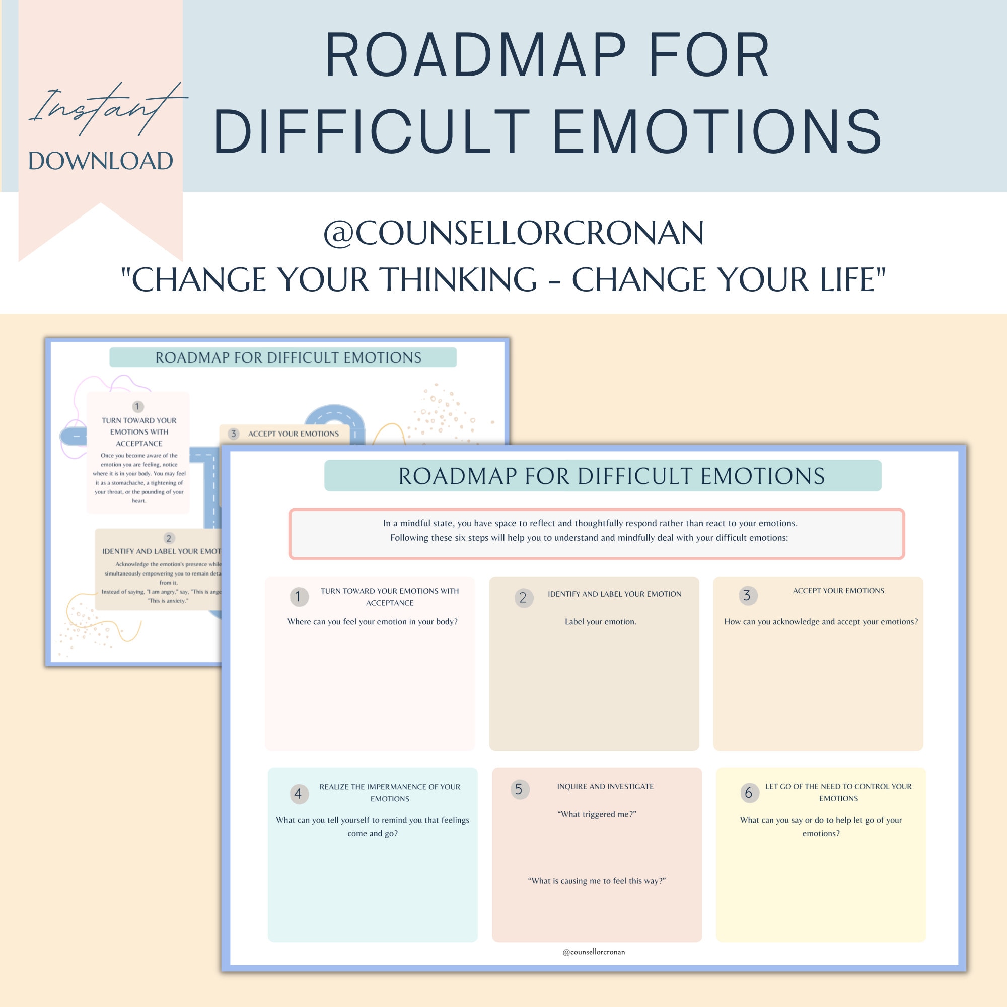 Roadmap for Managing Emotions Worksheet Therapy Tools - Etsy Australia