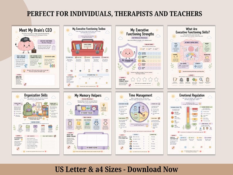 Executive Functioning Worksheets for Kids. Neurodiversity Workbook ...