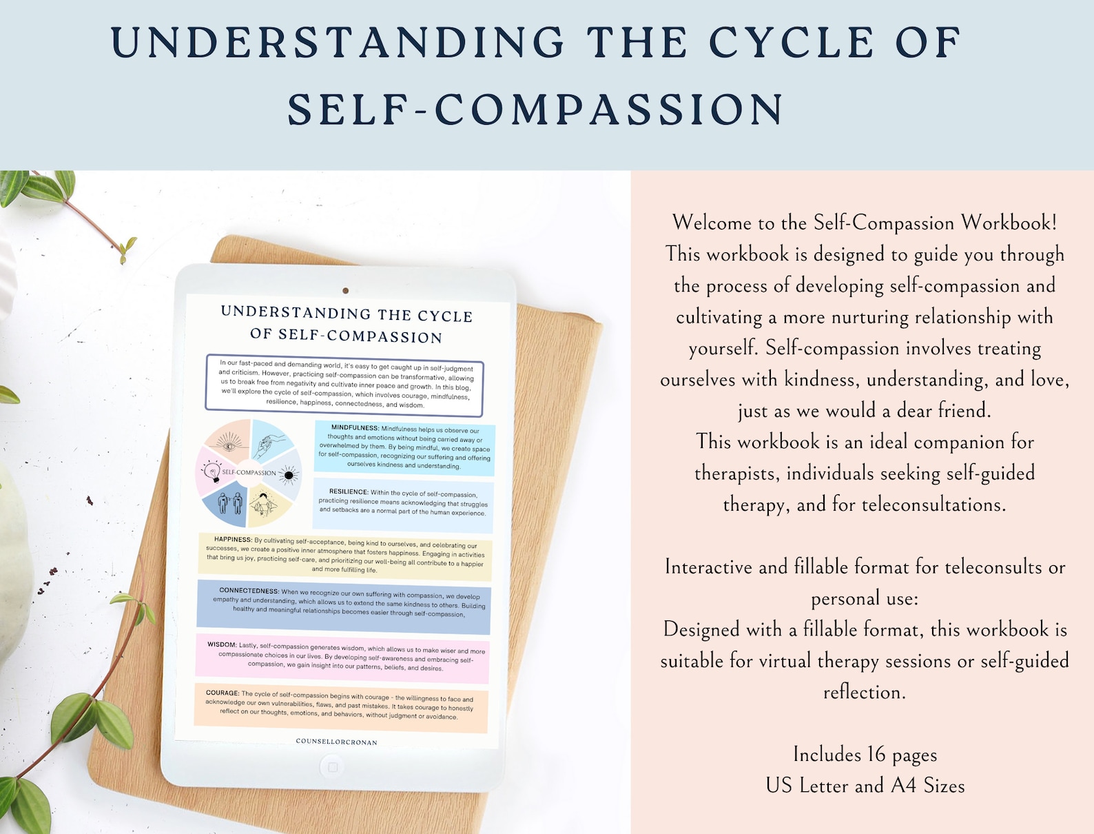 The Cycle of Self-compassion. Therapy Workbook. Self-esteem Journal ...