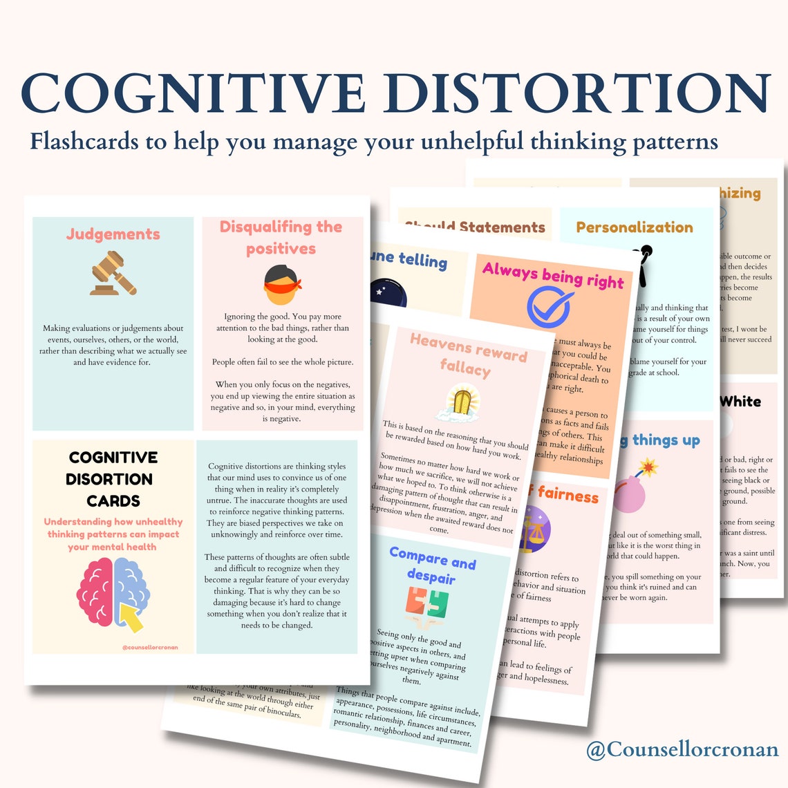 Unhelpful Thinking Styles DBT Therapy Acceptance Commitment - Etsy
