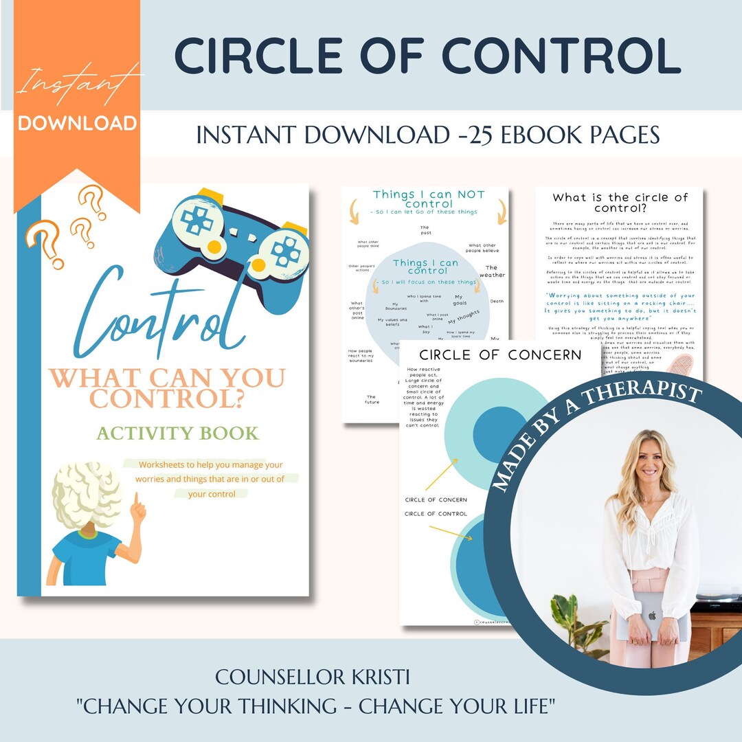 Circle of Control Worksheets Anxiety Relief Workbook Self - Etsy