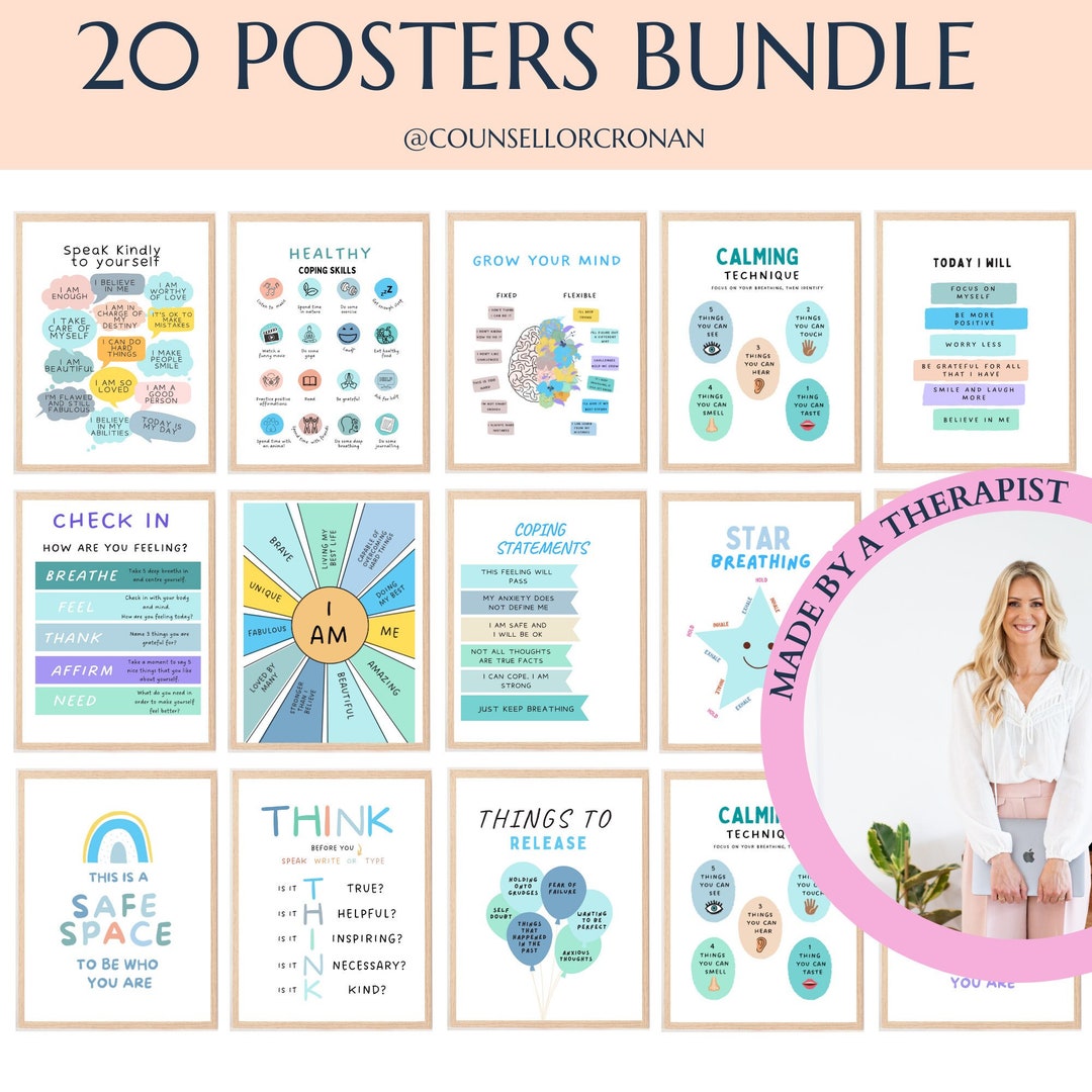 Therapy Poster Set of 20, Therapy Office Decor, Counselling Office ...