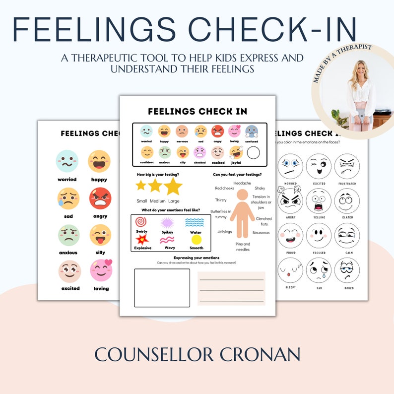 Kids Feelings Check in Worksheets. Feelings Poster, Emotional Self ...