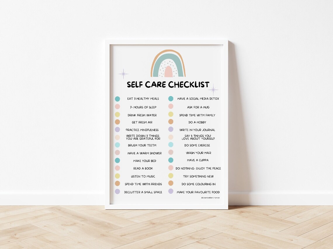Daily Self Care Check in Poster Self Love Poster Check in - Etsy