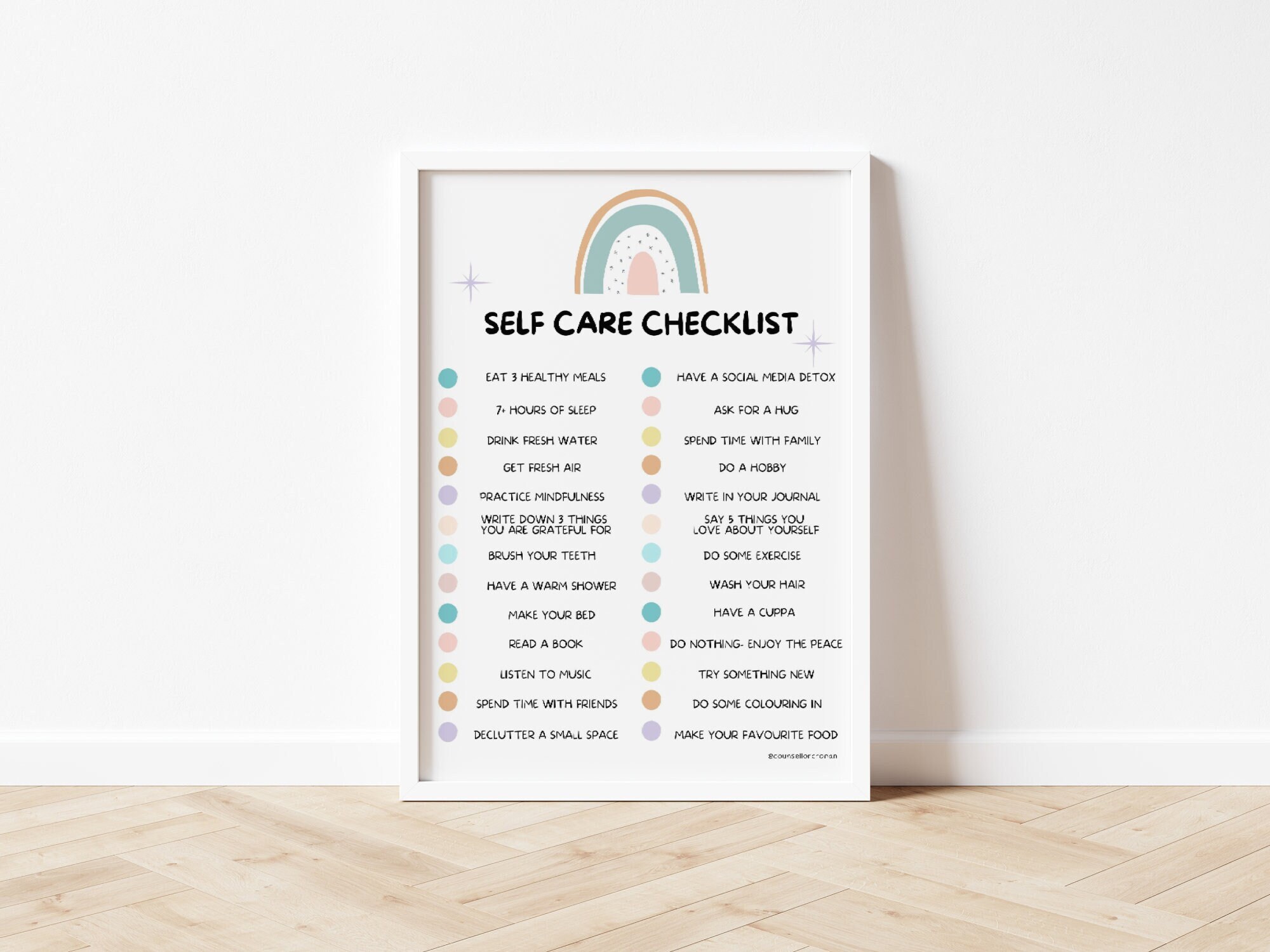 Daily Self Care Check in Poster Self Love Poster Check in - Etsy