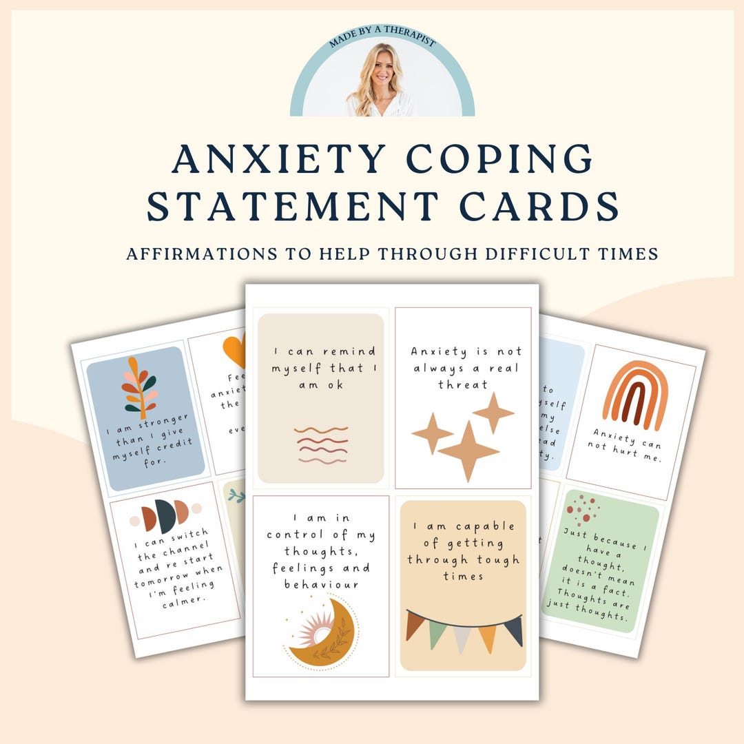 Anxiety Cards, Coping Skills, Therapy Tools, Mindfulness Cards, DBT ...