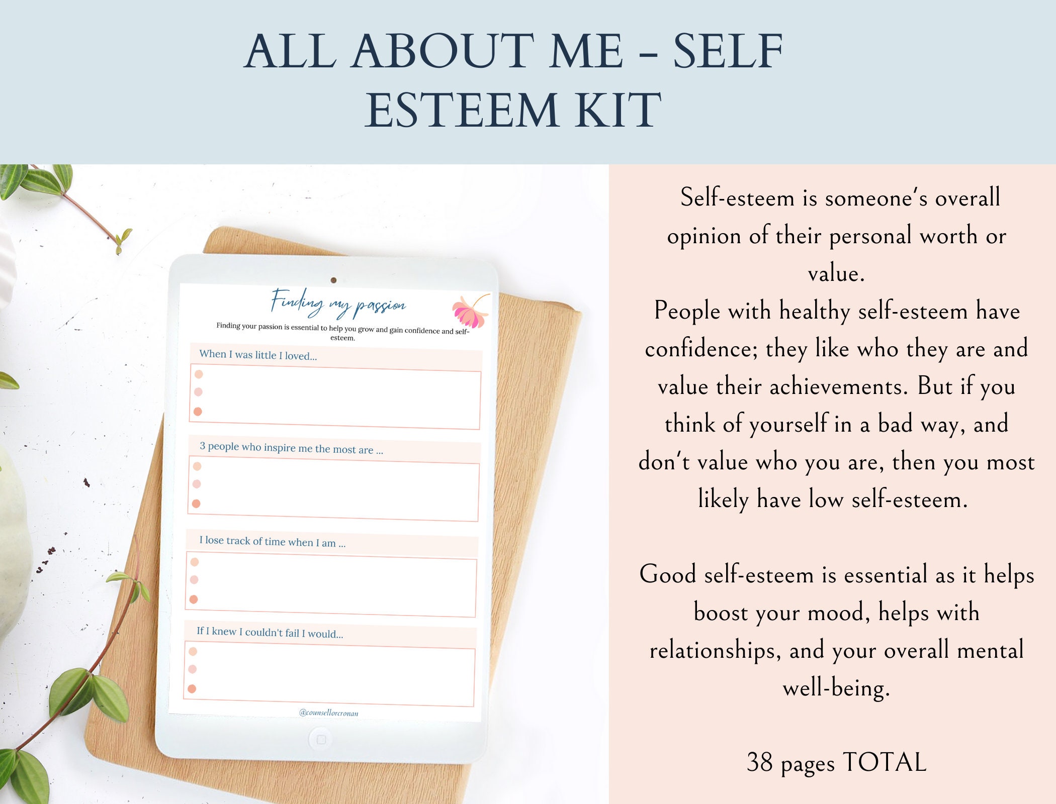 Self Esteem Worksheets, Therapy Worksheets, Therapy Resources ...