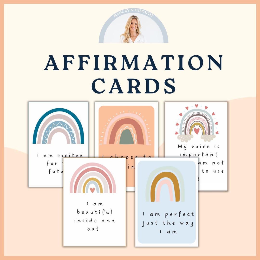 Positive Affirmation Cards, Therapy Office Decor, Calming Corner ...