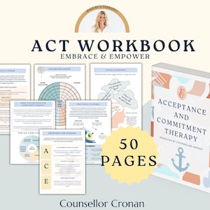 Acceptance Therapy Worksheet and Cards Bundle, Acceptance Commitment ...