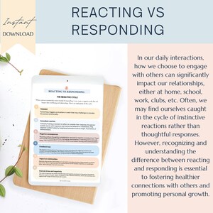 Responding Vs Reacting Worksheets. Therapy Worksheets - Etsy Canada