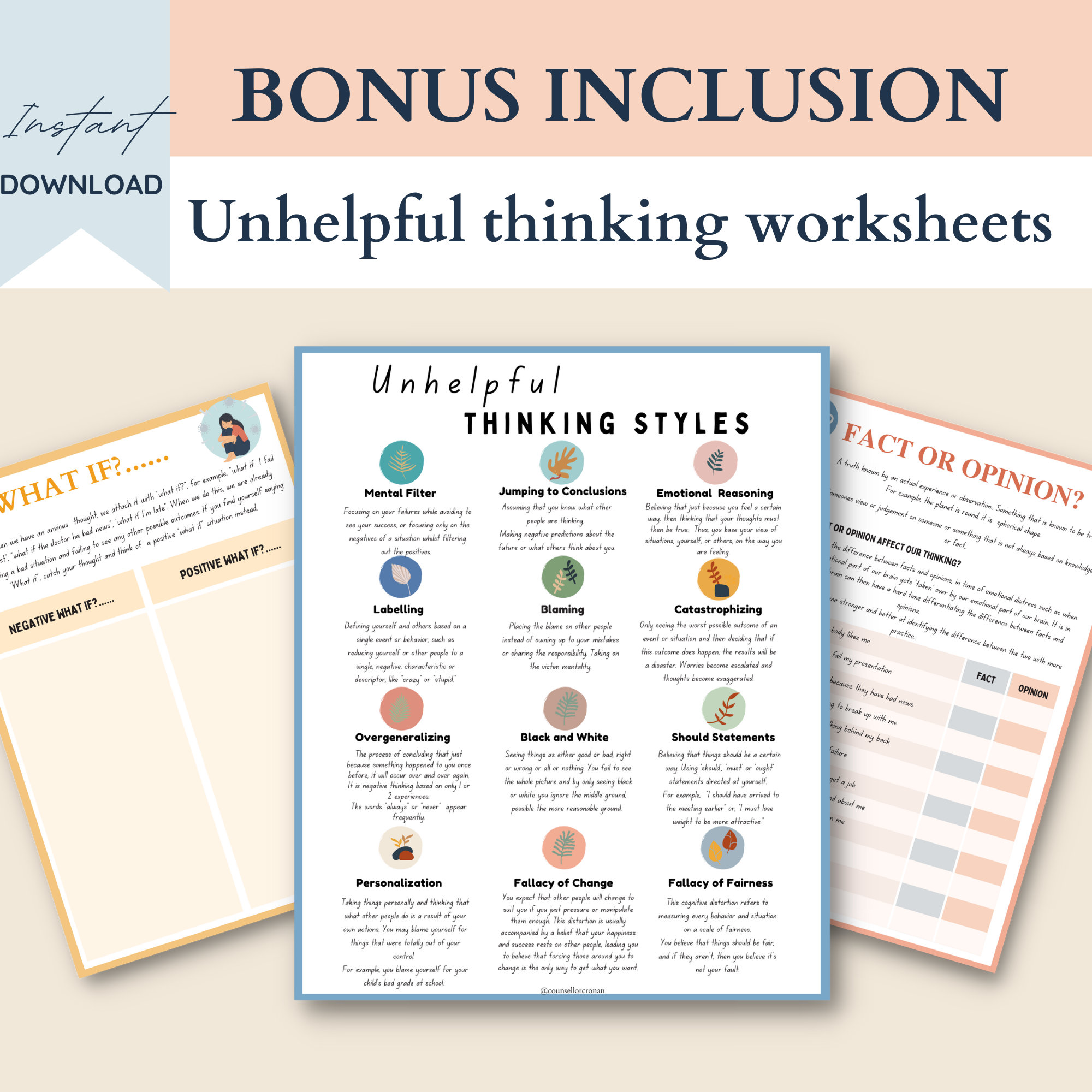 Unhelpful Thinking Cards Cognitive Bias Mindfulness Cards - Etsy