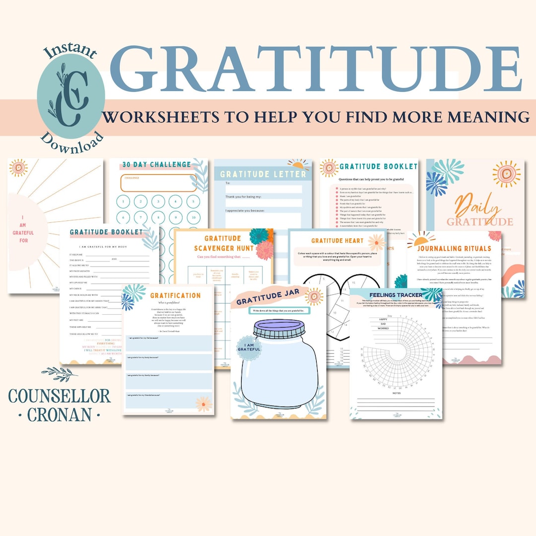 Gratitude Workbook Worksheets Therapy Office Decor Therapist - Etsy