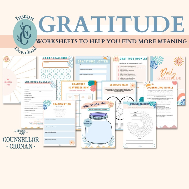 Gratitude Workbook Worksheets Therapy Office Decor Therapist - Etsy