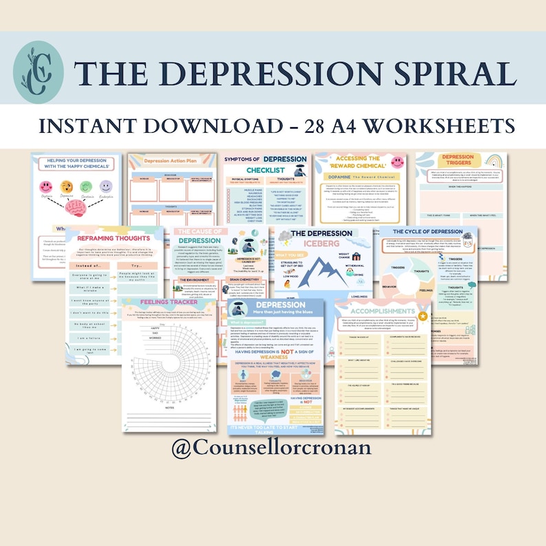 The Depression Spiral Worksheets Therapy Worksheets Growth - Etsy