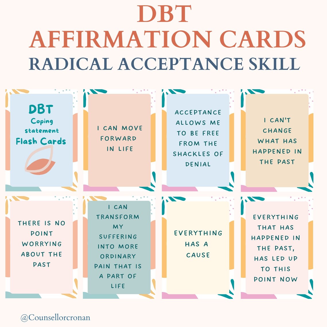 DBT Flash Cards 50 Cards Therapy Office Decor Coping | Etsy Australia