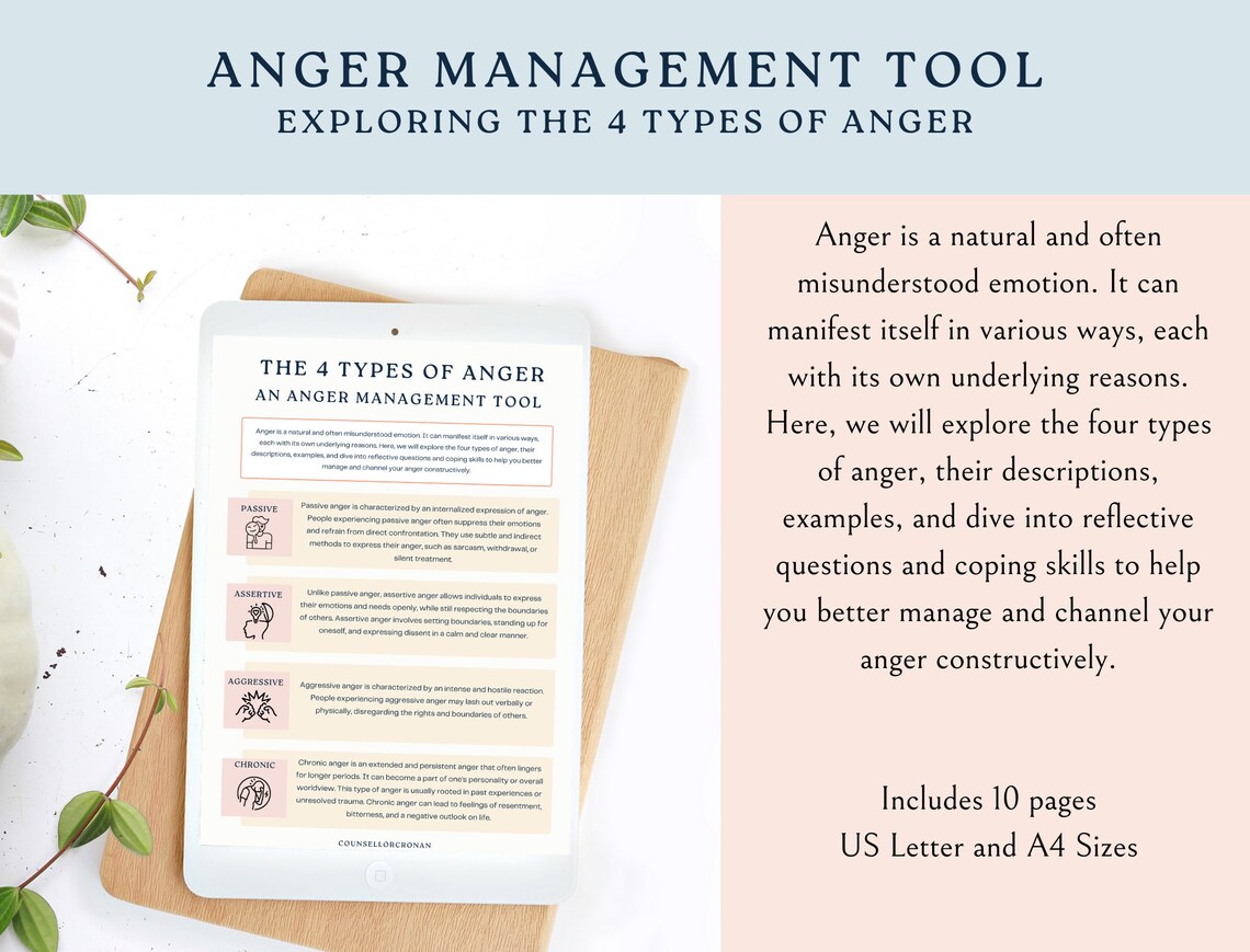 Anger Management Workbook. the Four Types of Anger. Self-control ...