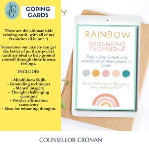 Kids Coping Skills, Calm Cards, Mindfulness Cards, Grounding Technique ...
