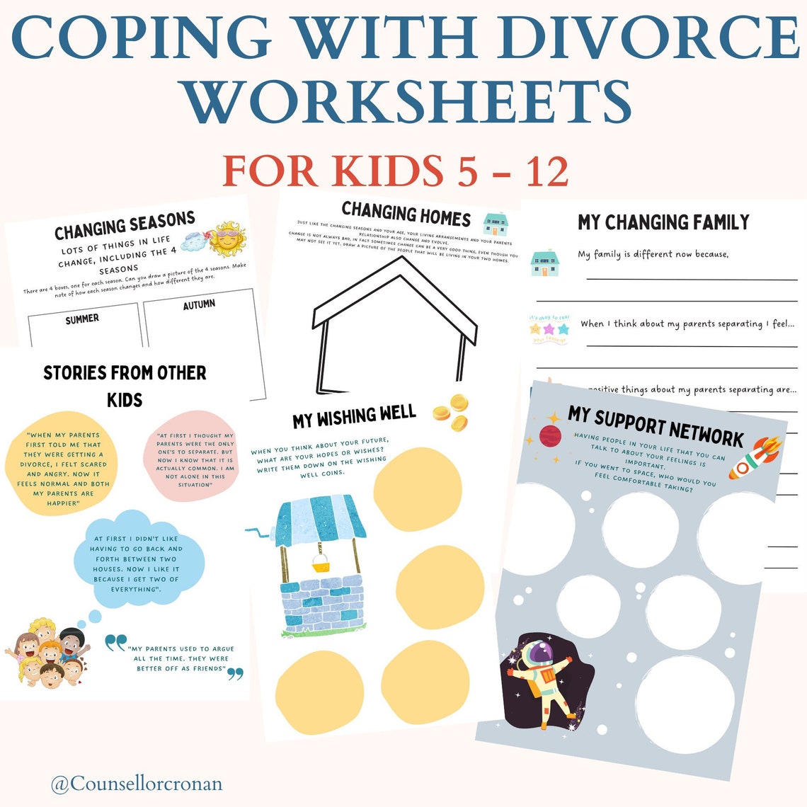 Divorce Worksheets for Kids Separation Journal Therapy - Etsy