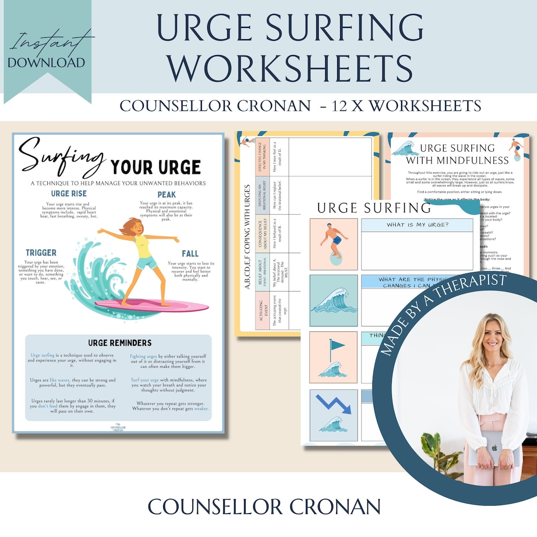 Urge Surfing Worksheets, Manage Your Urges, Self Harm, Addiction ...