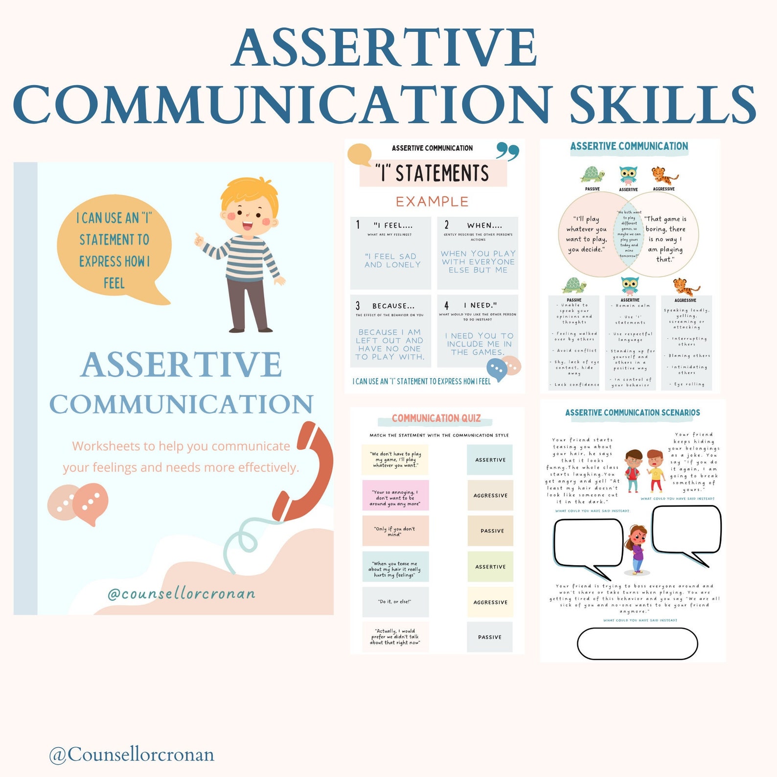 Assertive Communication Worksheets Social Skills | Etsy Australia