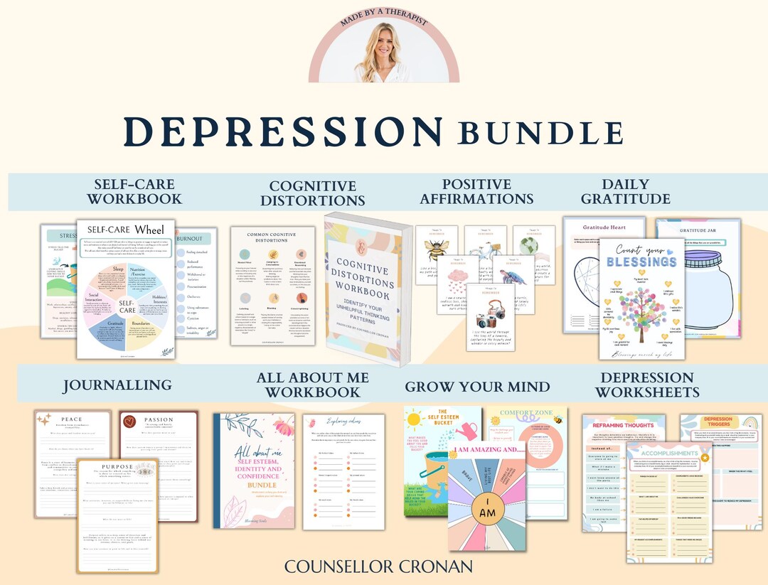 Depression Mega Bundle, Depression Spiral Worksheets, Coping Cards ...