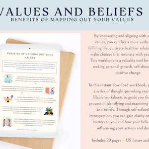 Core Values and Beliefs Worksheets, Automatic Thoughts. CBT Therapy ...