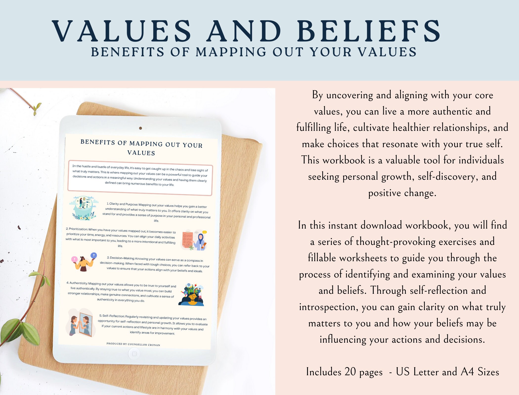 Core Values and Beliefs Worksheets, Automatic Thoughts. CBT Therapy ...