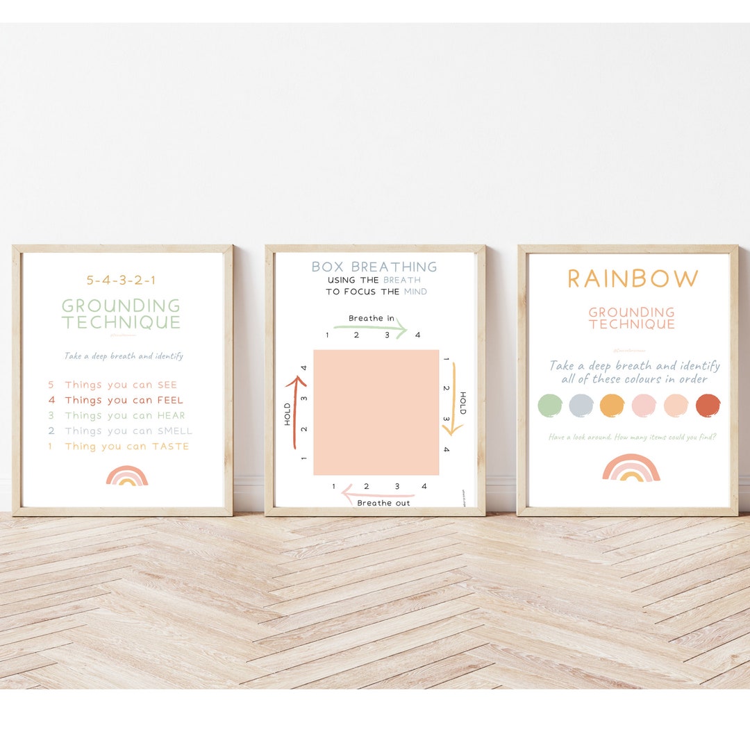 Therapy Office Decor, Grounding Technique Print, Social Emotional ...