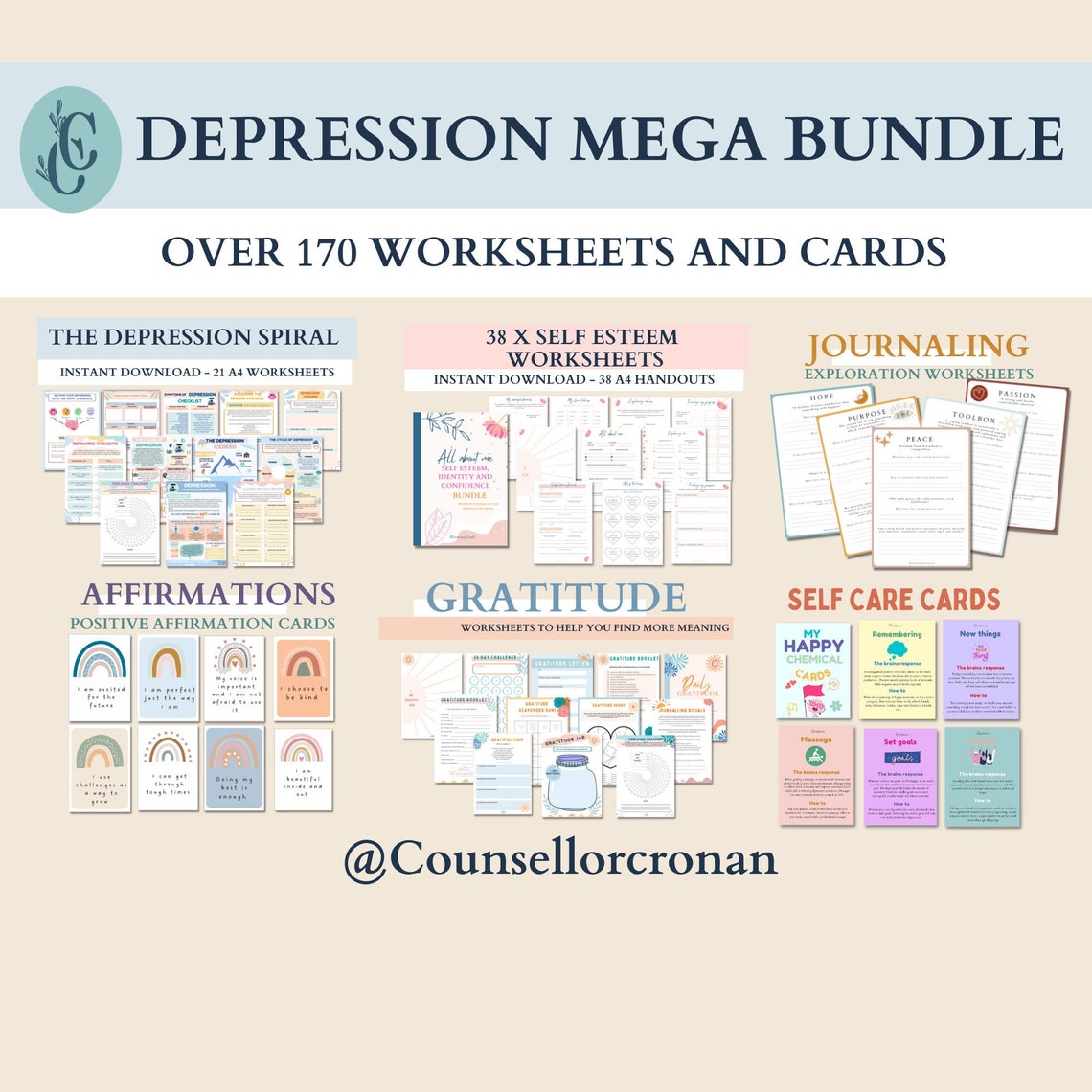 Depression Mega Bundle Depression Spiral Worksheets Coping - Etsy