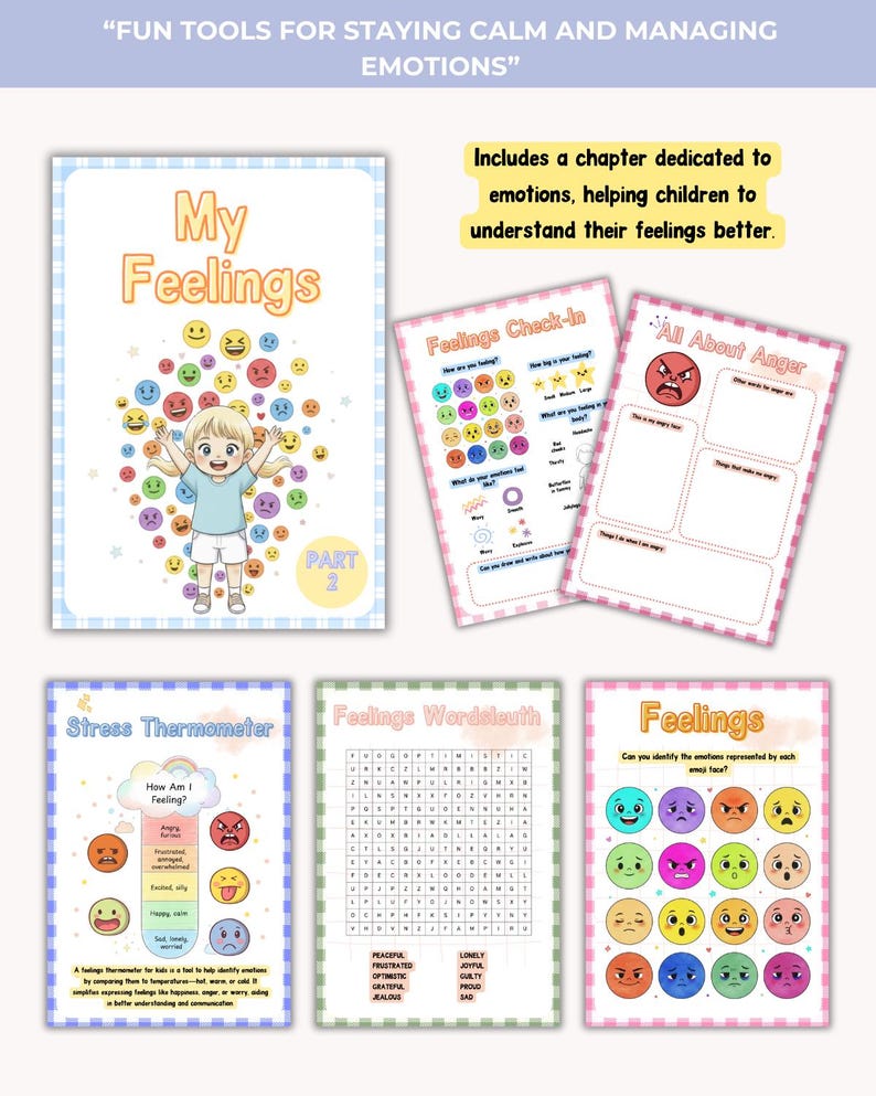 Kids Self-regulation Coping Skills Workbook. Children Feelings ...