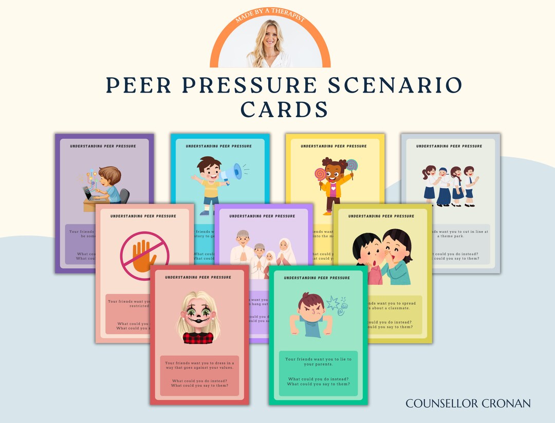 Kids Set of 32 Peer Pressure Discussion Cards. Therapy Resources ...