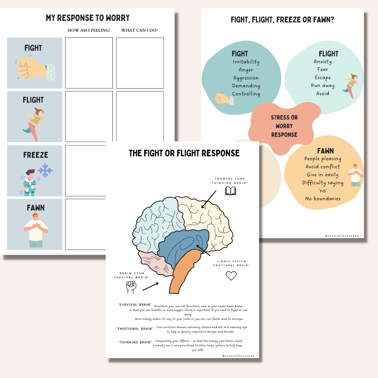 The Fight or Flight Response Workbook Therapy Worksheets - Etsy